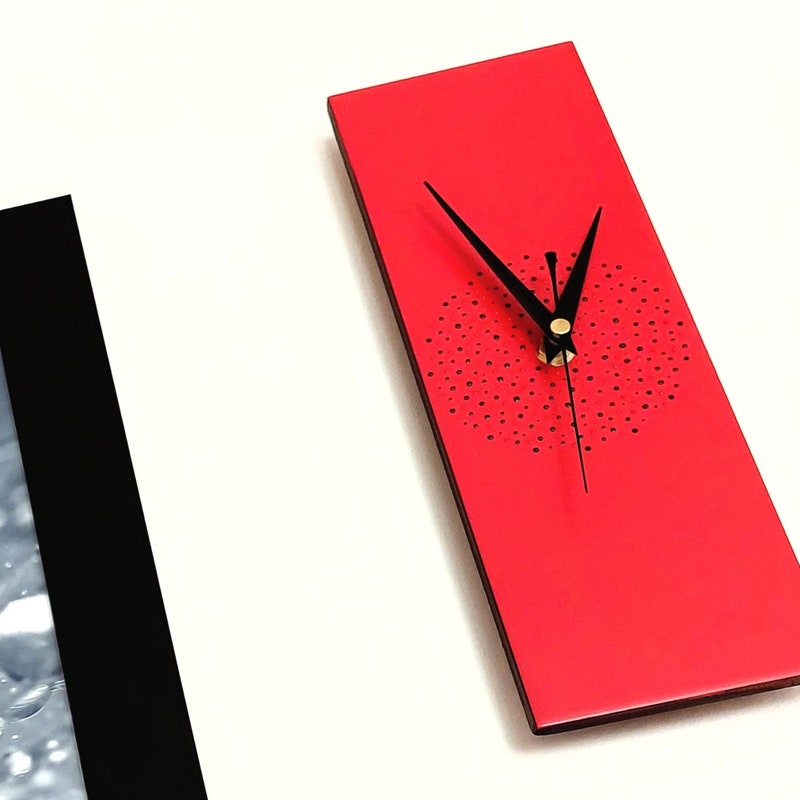 Red Wall Clock - Etsy