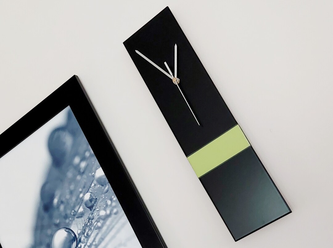 Handmade Slim Black Rectangle Wall Clock, Contemporary Modern Clock ...