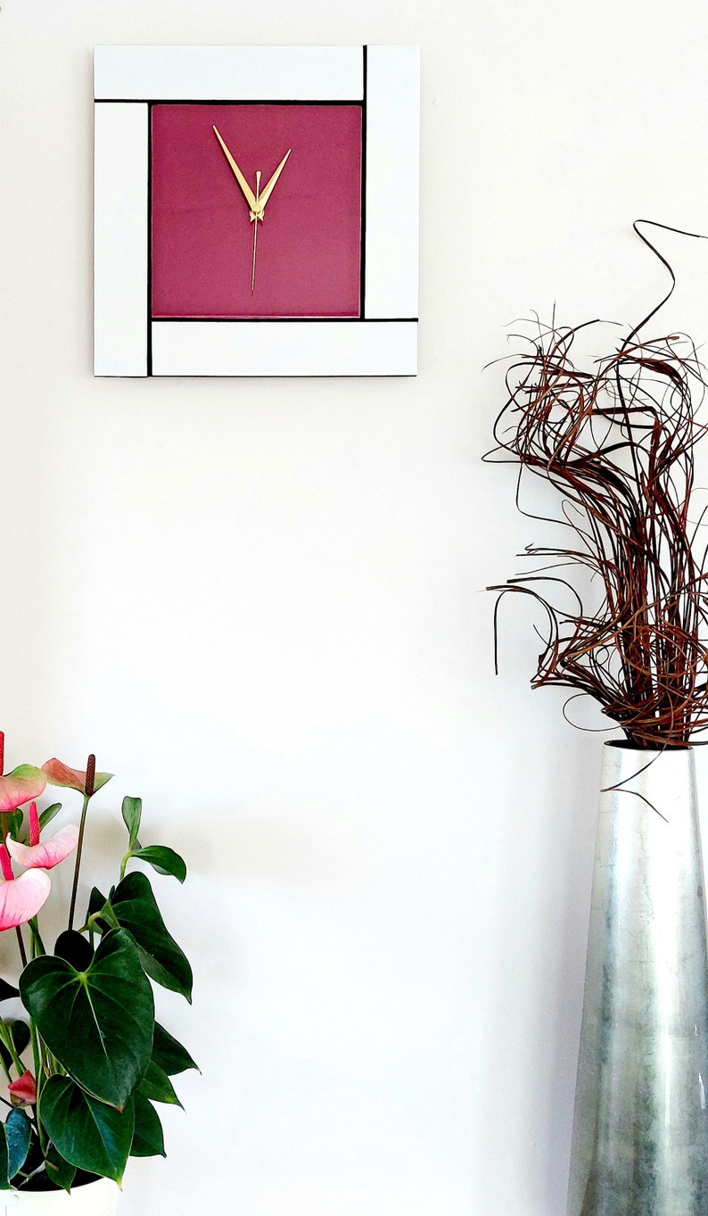 Handmade Modern Square Wall Clock Unique Clock in White & - Etsy UK
