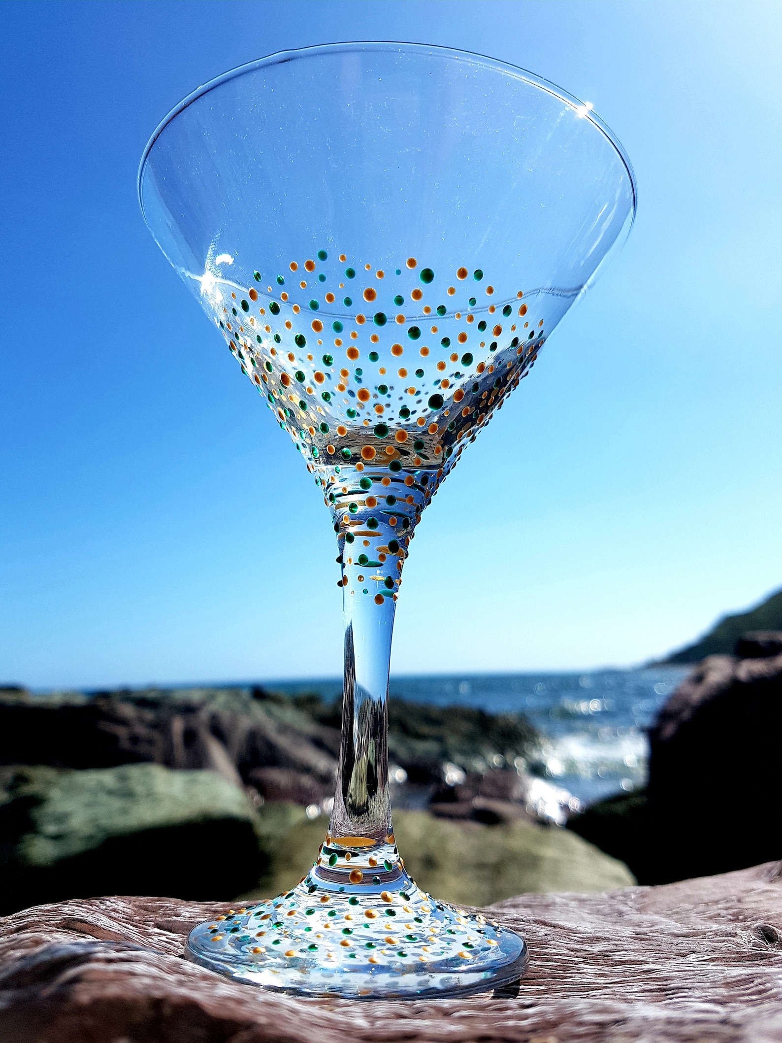 Hand Painted Decorated Martini Cocktail Glass 175ml, DOT DESIGN - Etsy UK