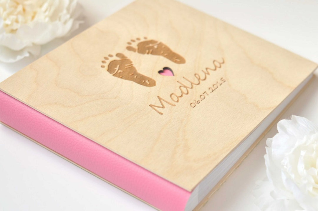 Personalized Baby Album With Cute Pink Heart and Footprint - Etsy