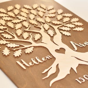 Oak Tree 3D Wedding Guest Book Alternative Custom Personalized Wood ...