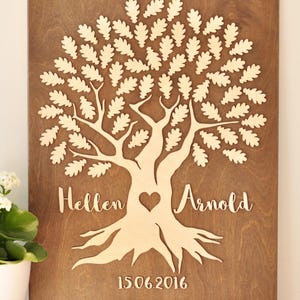 Oak Tree 3D Wedding Guest Book Alternative Custom Personalized Wood ...