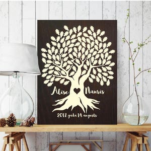 Oak Tree 3D Wedding Guest Book Alternative Custom Personalized Wood ...