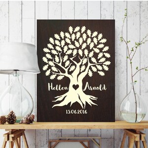 Oak Tree 3D Wedding Guest Book Alternative Custom Personalized Wood ...