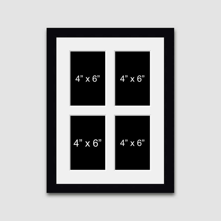 Multi Photo Picture Frame Holds 4 4"x6" Size Photos 22mm Black Wood ...