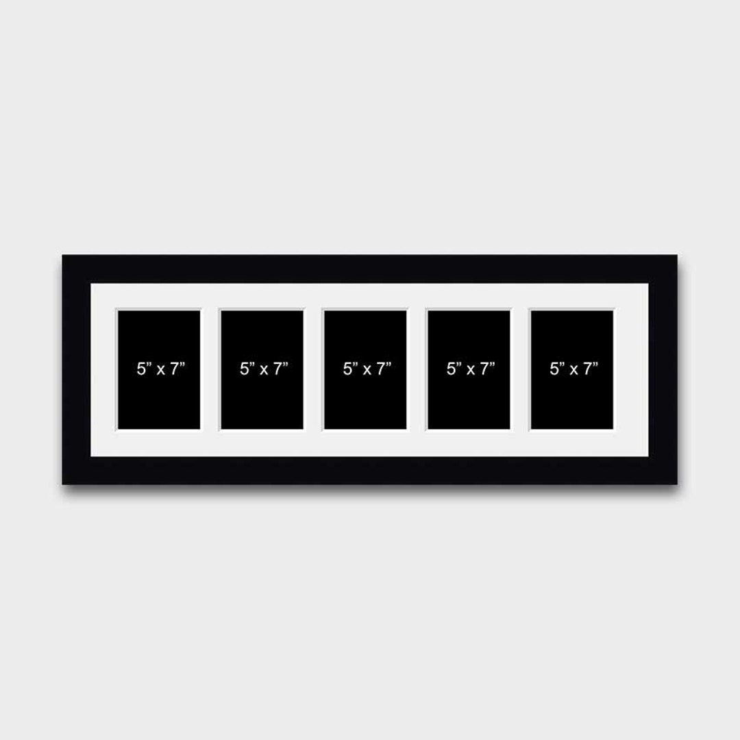 Multi Photo Frame | Holds 5 7"x5" Photos in a 22mm Black Wood Frame ...