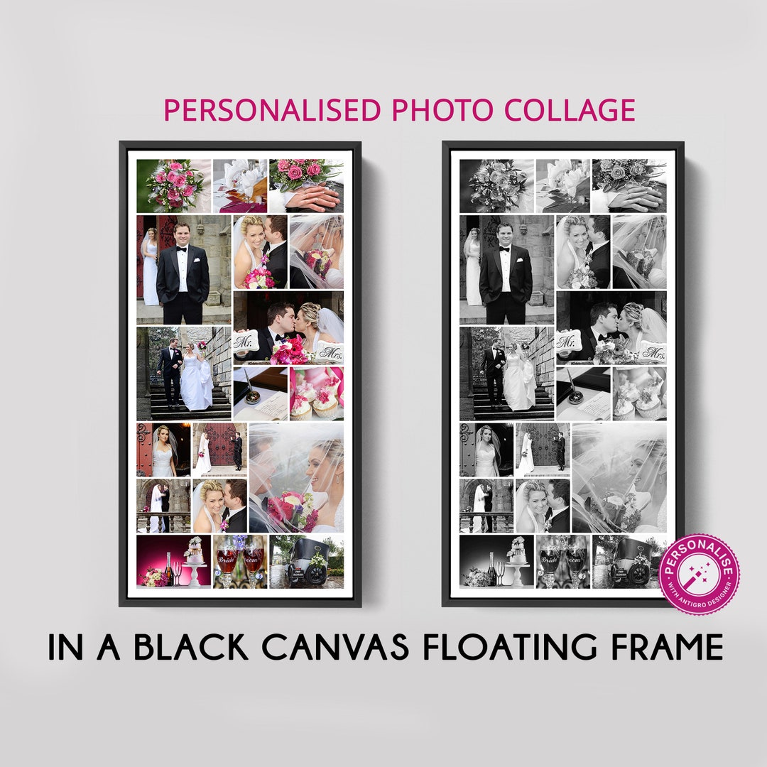 Photo Collage on Canvas in a Floating Frame | Personalised Collage ...