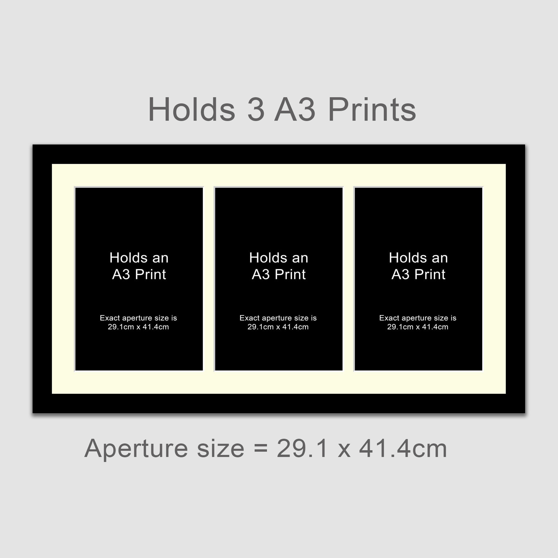 A3 Picture Frame for 3 photos in a Black Wooden Frame | Etsy