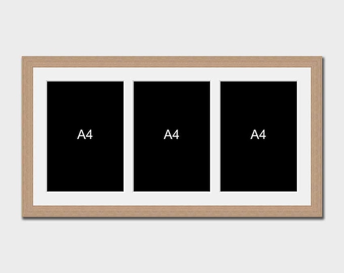 Multi Photo Frame for 3 A4 Certificates/photos in an Oak Veneer Frame ...