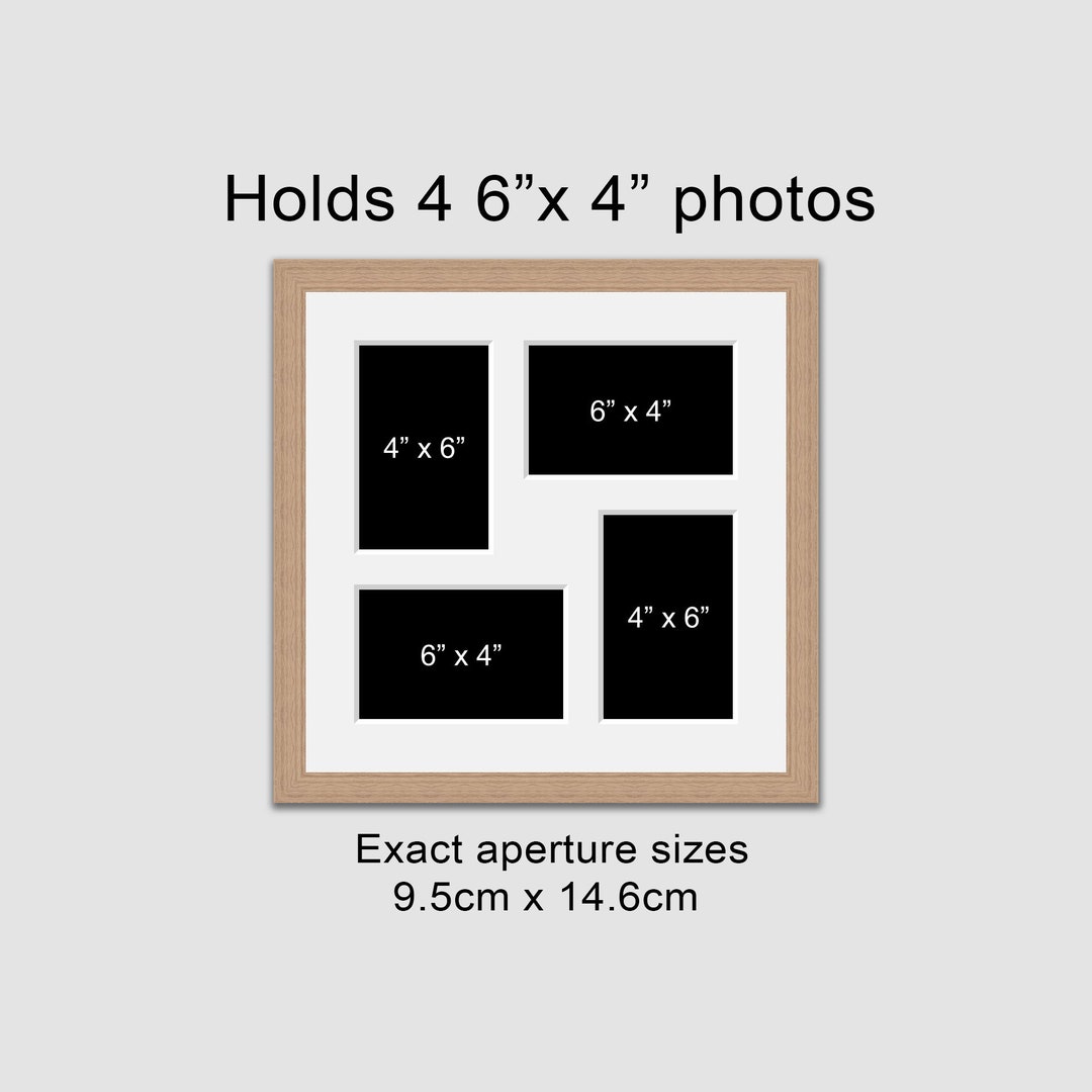 6" x 4" Picture Frame - Holds 4 6" x 4" photos in a 20mm Oak Veneer ...