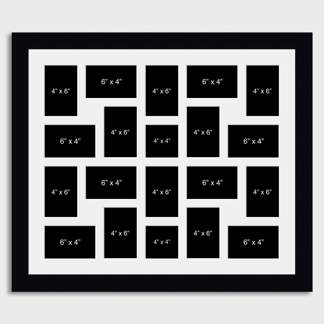 Large Multi Photo Picture Collage Frame | Holds 20 Photos | Black Wood ...