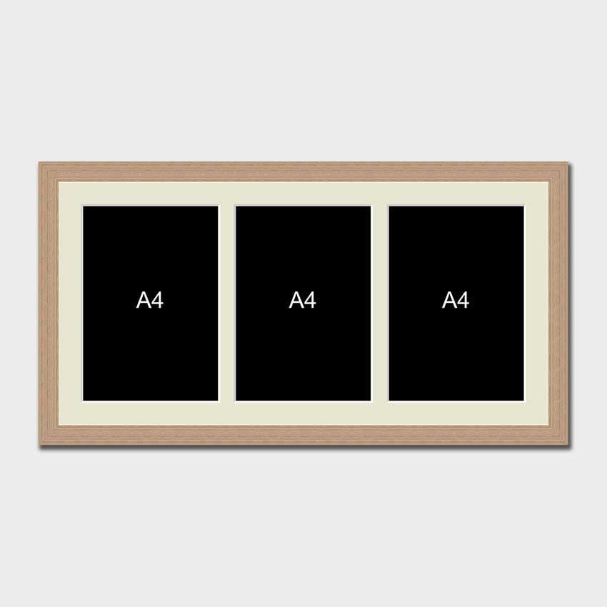 A4 Picture Frame to Hold 3 Photos in an Oak Veneer Wooden Frame - Etsy UK