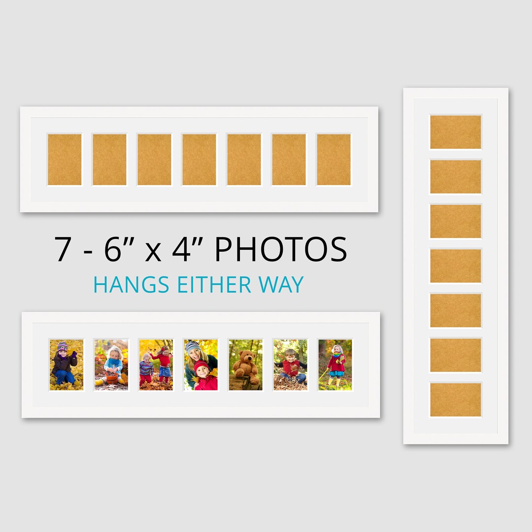 Multi Aperture Photo Frame | Holds 7 - 6x4 Photos | White Wood Frame ...