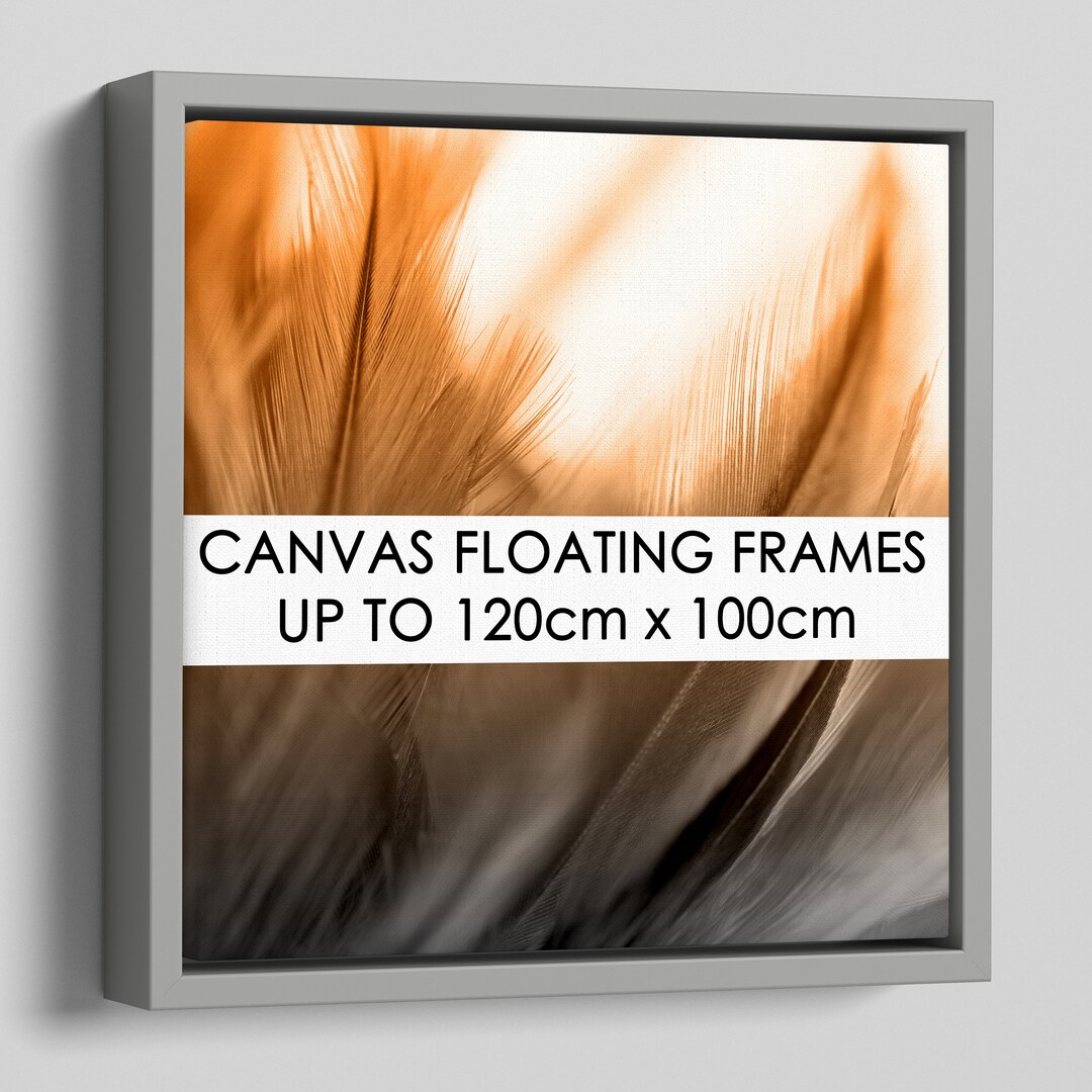 Large Canvas Floating Frames 40mm Deep in Light Grey Wood | Floater ...
