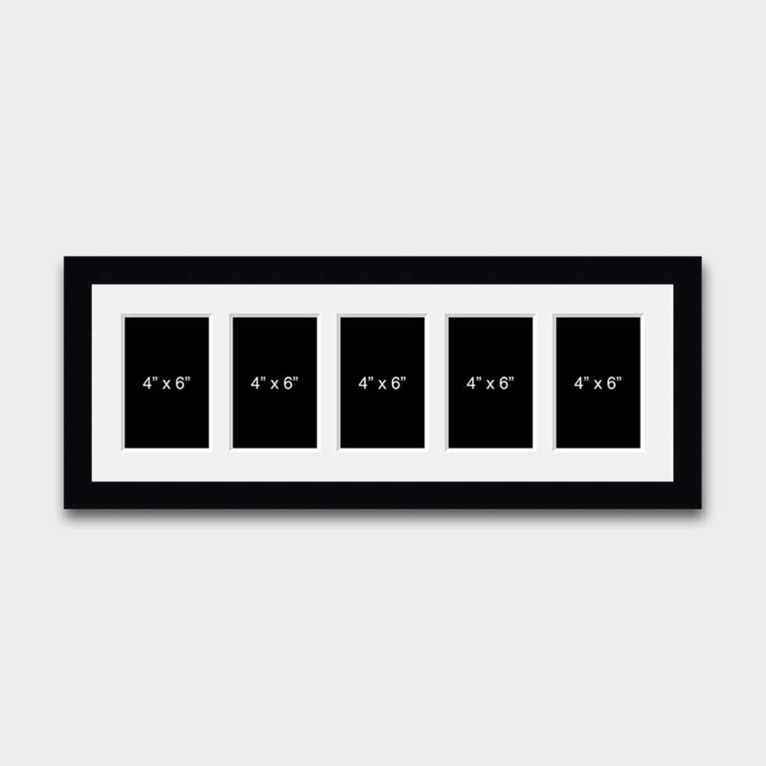 Multi Photo Picture Frame | Holds 5 6"x4" Photos in a 22mm Black Wooden ...