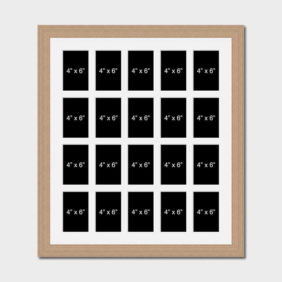 Large Multi-photo Picture Collage Frame | Holds 20 4x6 Photos in an Oak ...