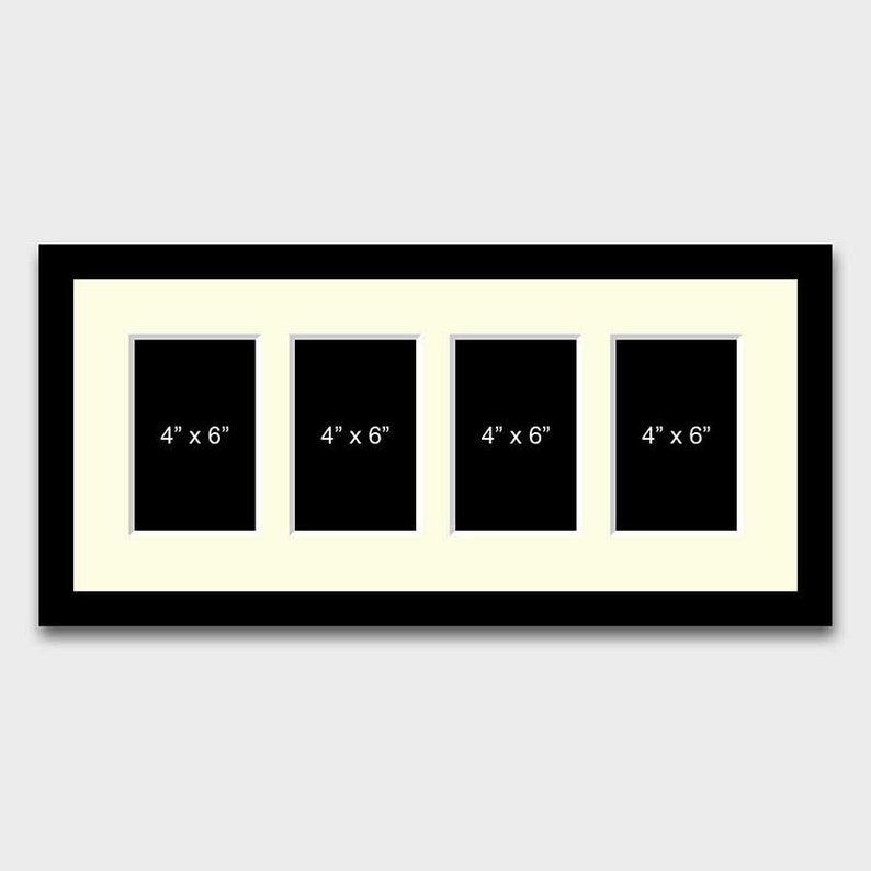 Multi Photo Picture Frame Holds 4 6"x4" Photos 22mm Black Wood Frame ...