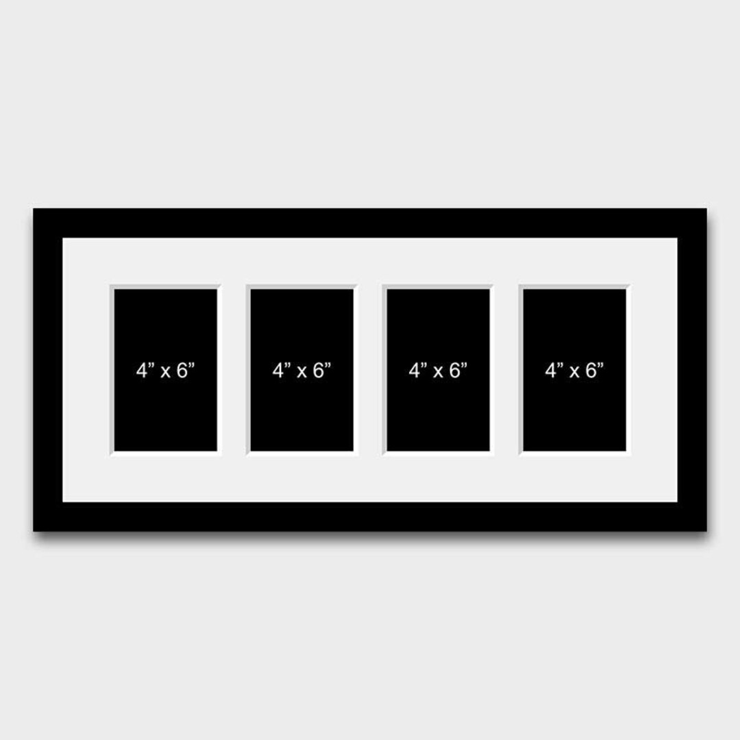 Multi Photo Picture Frame Holds 4 6"x4" Photos 22mm Black Wood Frame ...