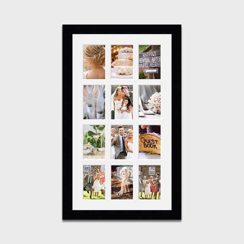 Large Multi Photo Picture Frame | Holds 12 4x6 Photos in a 33mm Black ...