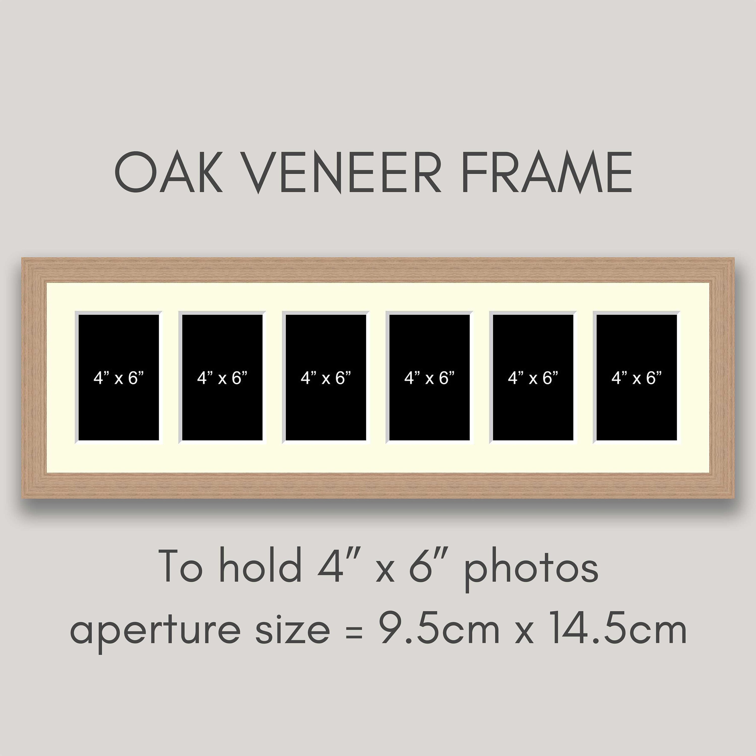 Multi Photo Picture Frame | Holds 6 6"x4" Photos in a 20mm Oak Veneer ...