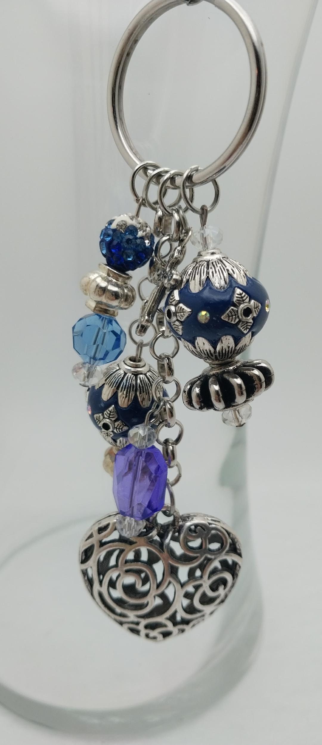 Emma CD096, Blue Beaded Purse Charm, Ornate Beaded Purse Charm, Blue ...