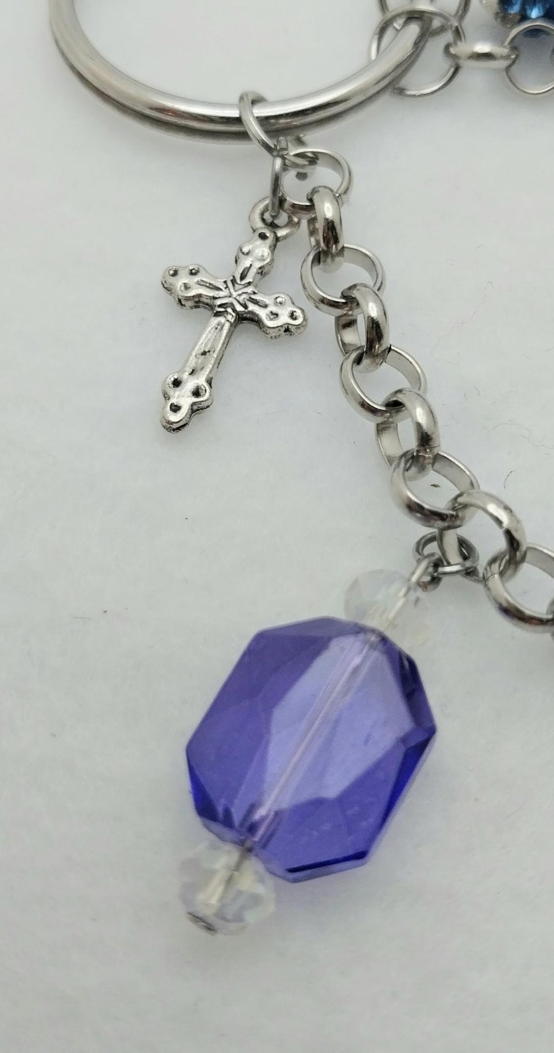 Emma CD096, Blue Beaded Purse Charm, Ornate Beaded Purse Charm, Blue ...