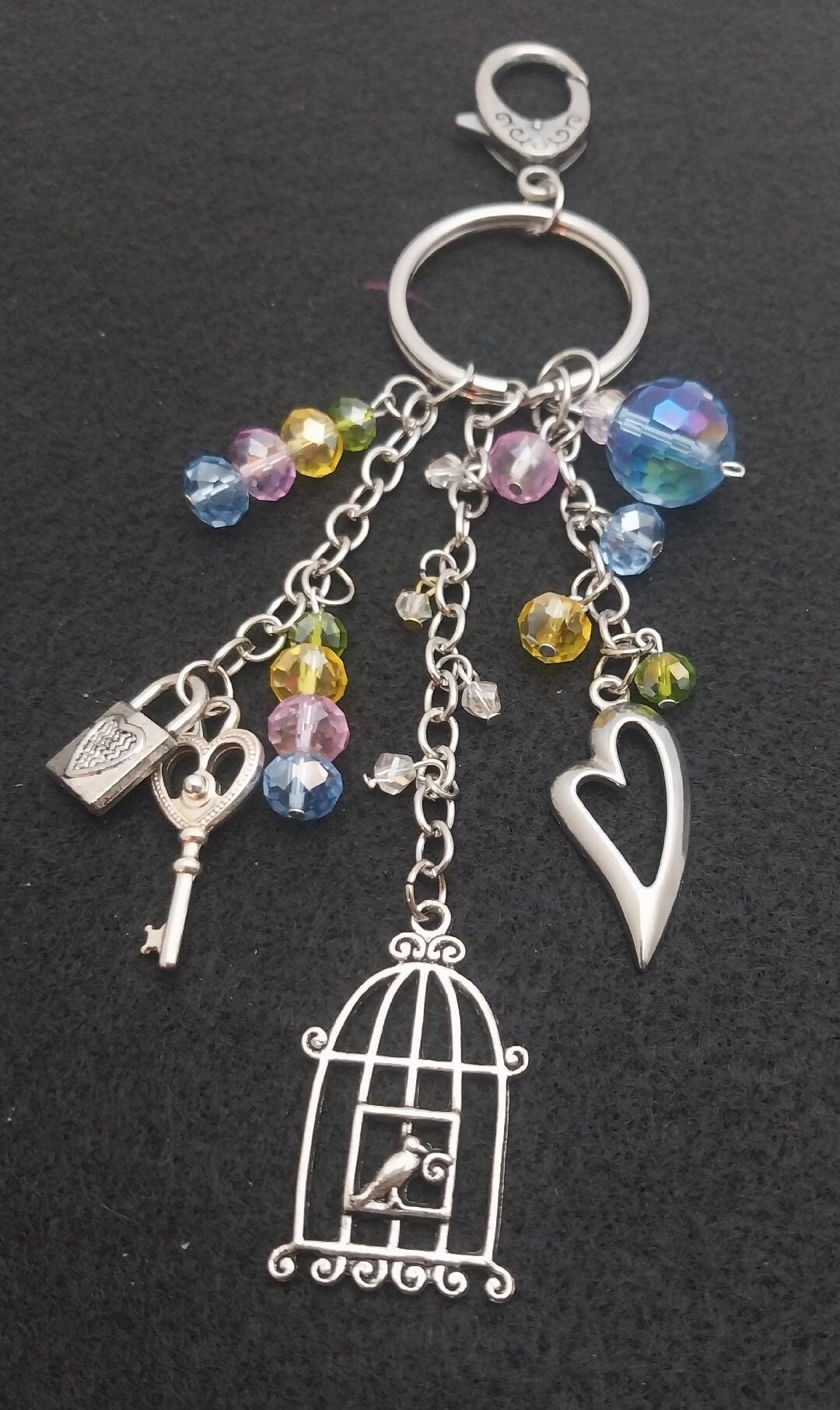 Nina CD056, Birdcage Purse Charm, Pastel Colors Purse Charm, Lock and ...