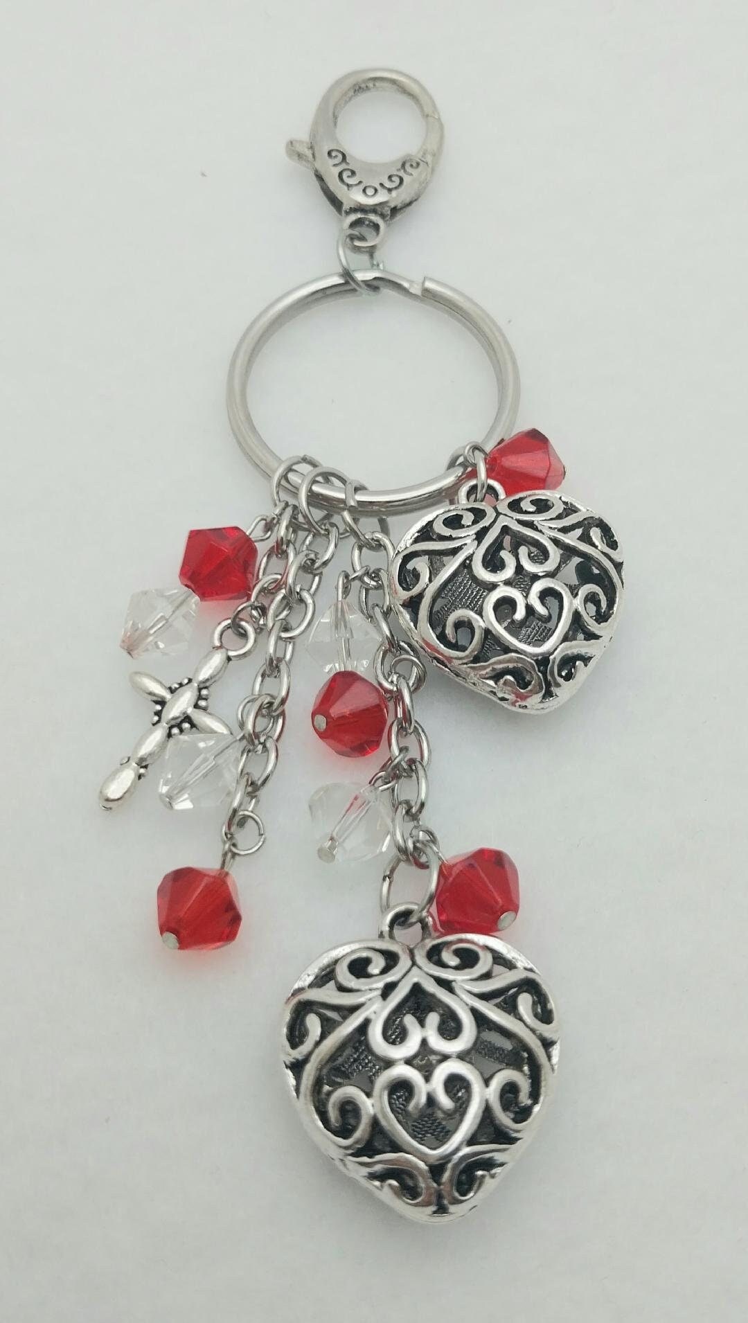 Emily CD101, Heart Purse Charm, Heart Bag Charm, Heart Car Charm ...