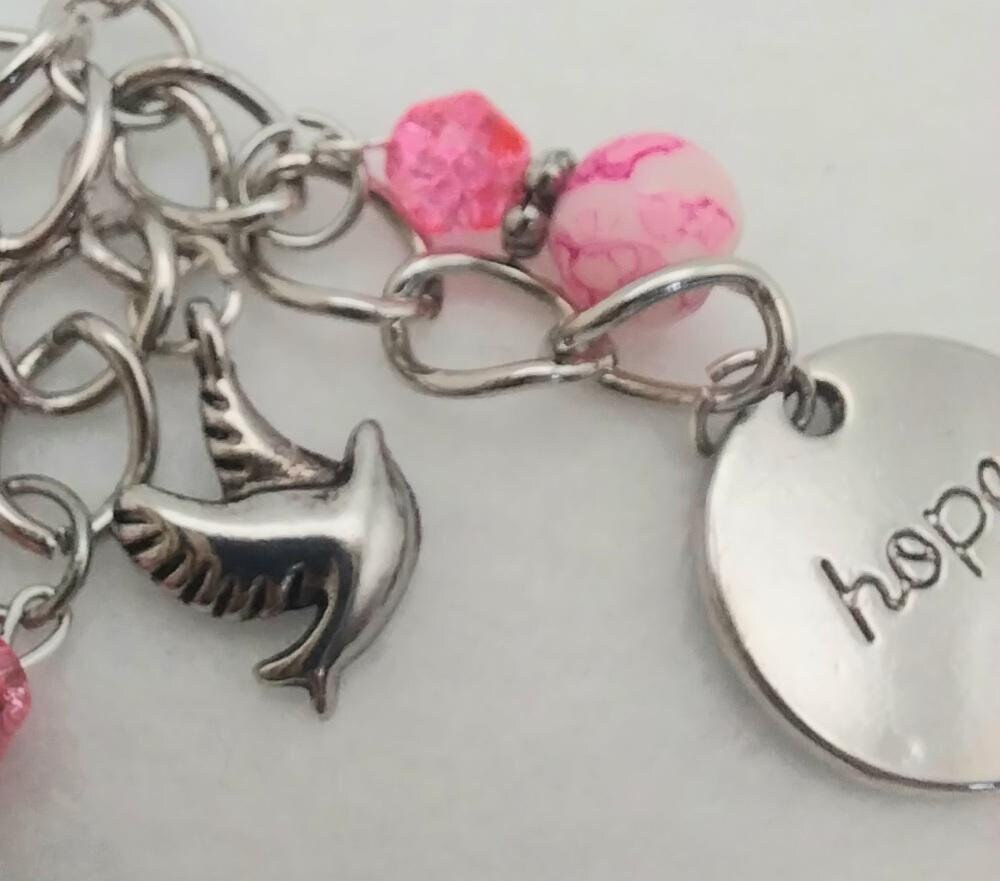 Bonnie CD018, Breast Cancer Awareness Charm, Support Purse Charm, Hope ...