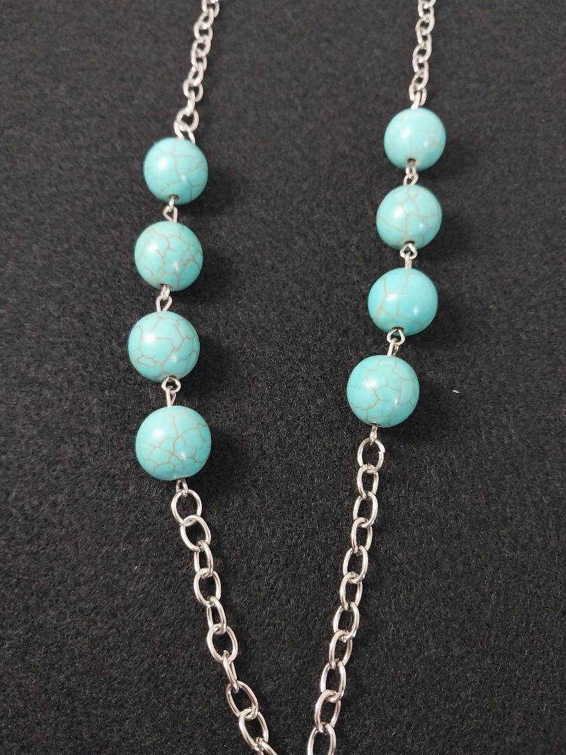 Maria NC059, Turquoise Necklace, Turquoise Cross Necklace, Turquoise ...