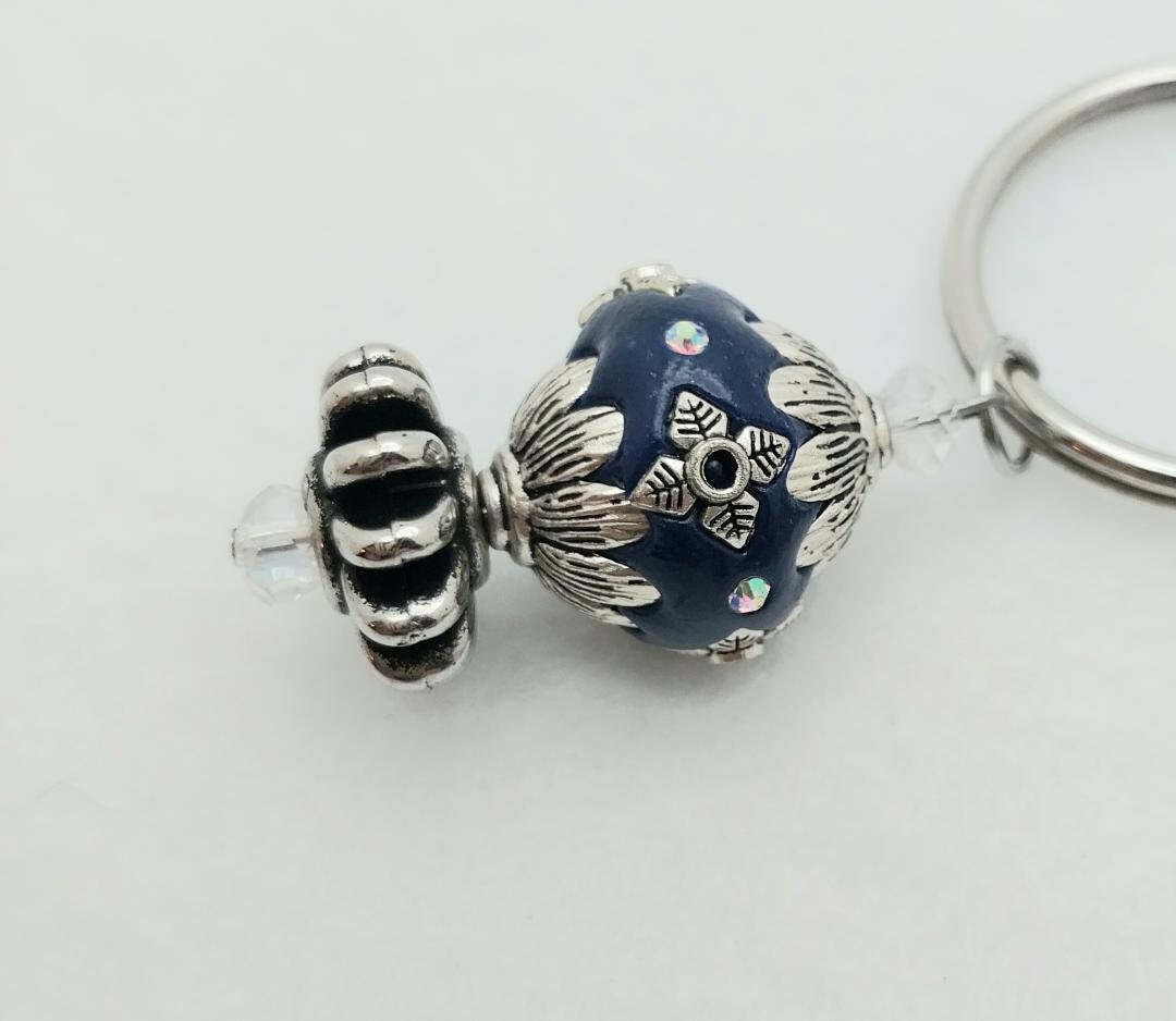 Emma CD096, Blue Beaded Purse Charm, Ornate Beaded Purse Charm, Blue ...