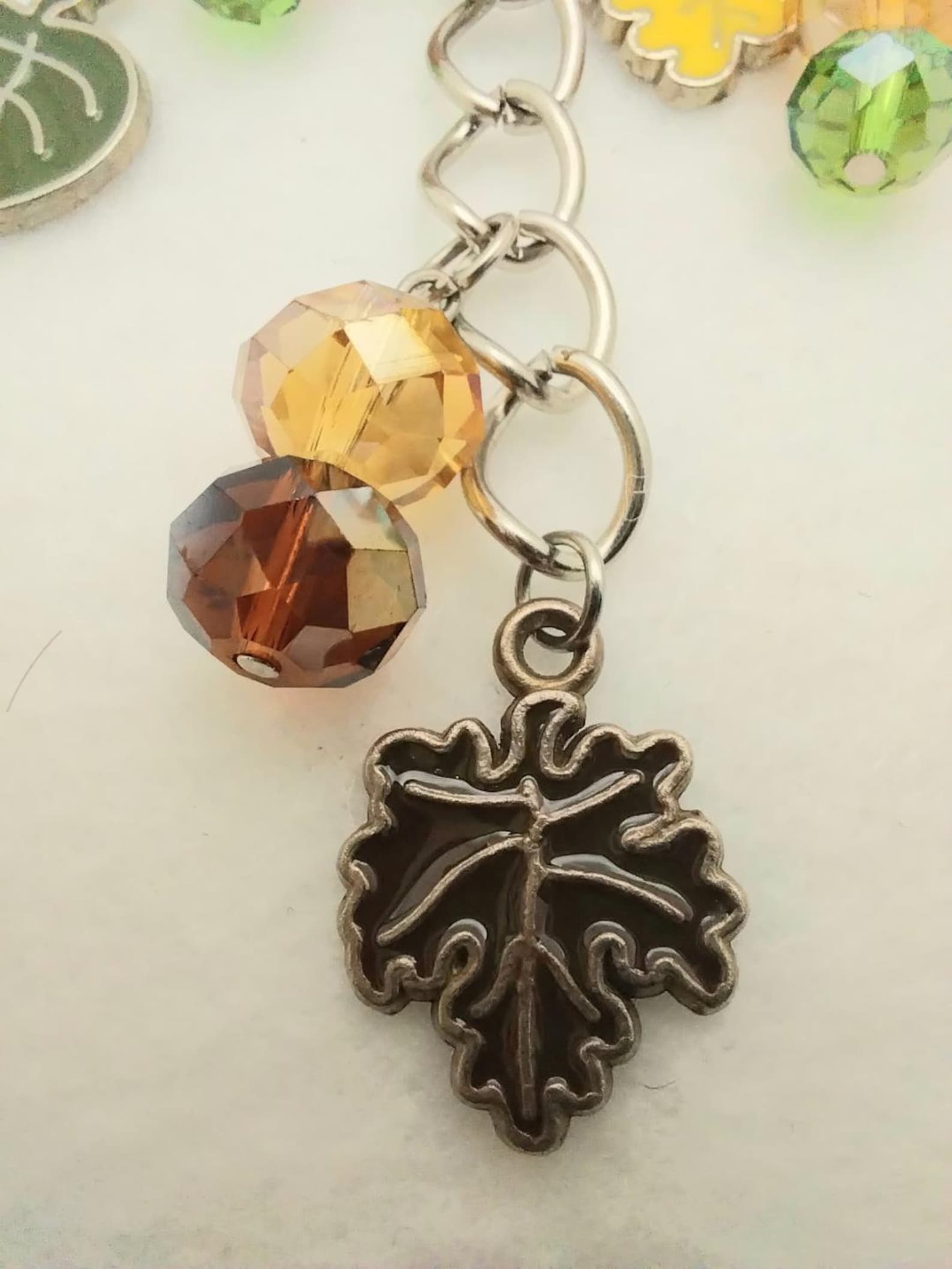 Annabel CD060, Fall Colors Purse Charm, Fall Leaves and Owl Purse Charm ...