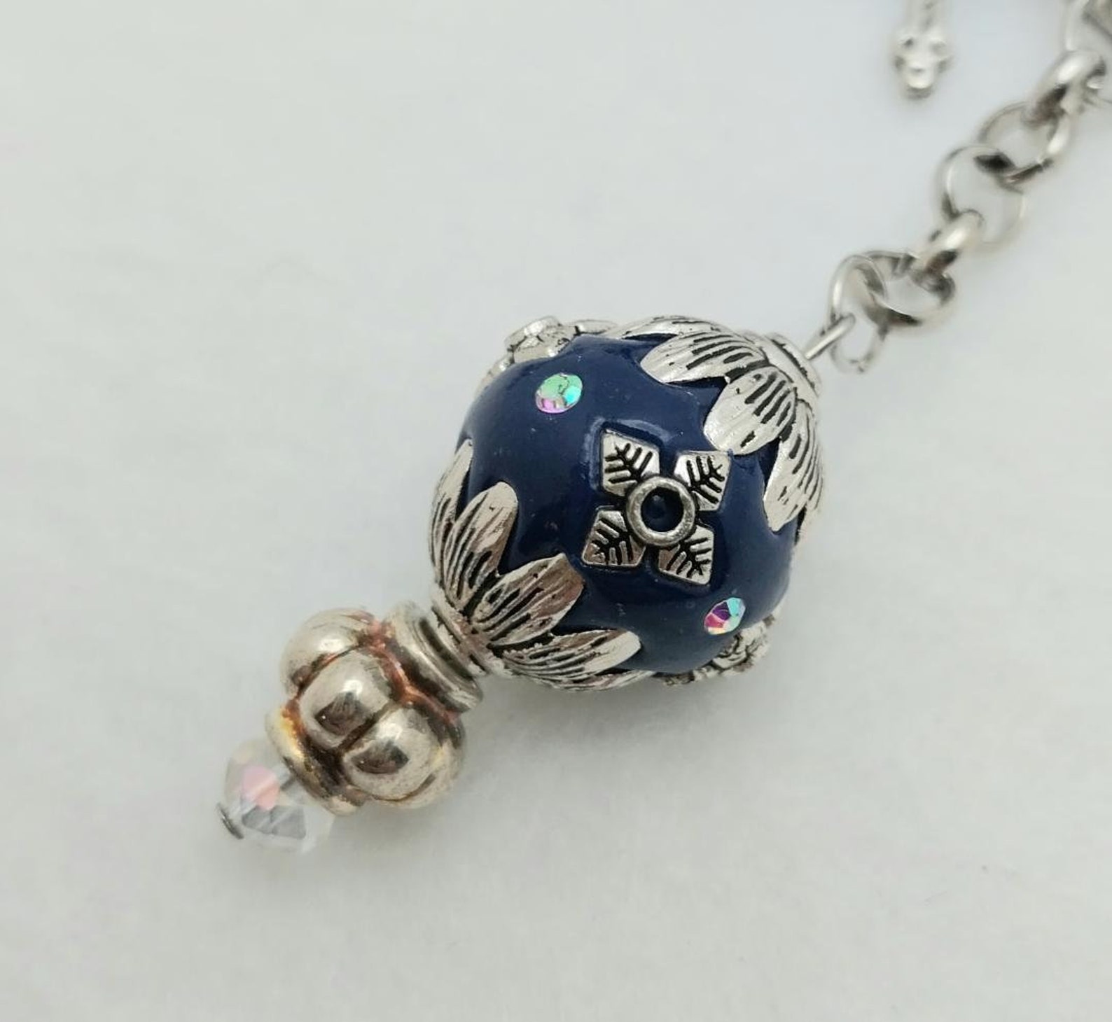 Emma CD096, Blue Beaded Purse Charm, Ornate Beaded Purse Charm, Blue ...