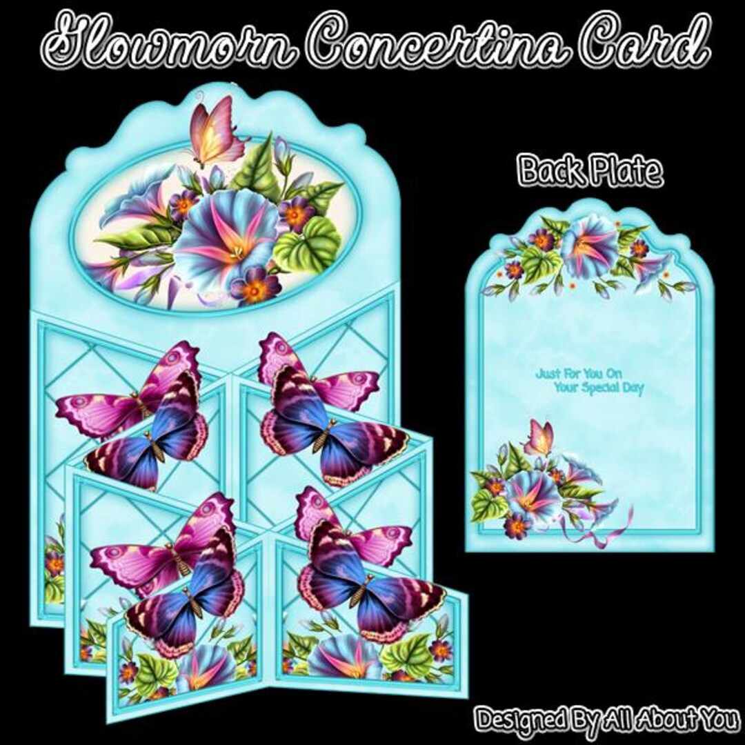 Concertina Card Craft Kit, Floral Butterfly Birthday Design (digital ...