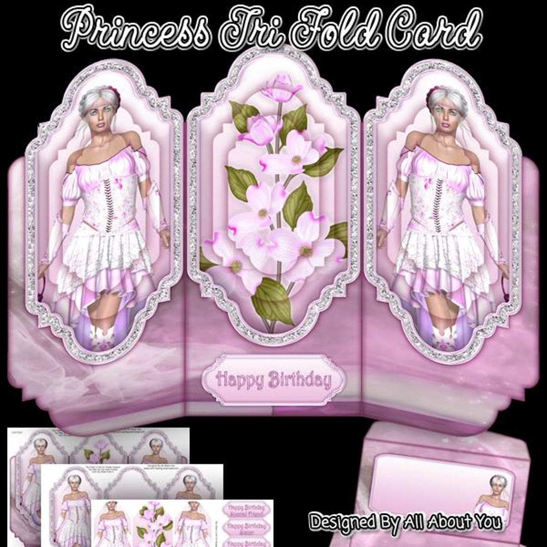 Princess Tri Fold Card, Craft Kit (digital Download) - Etsy