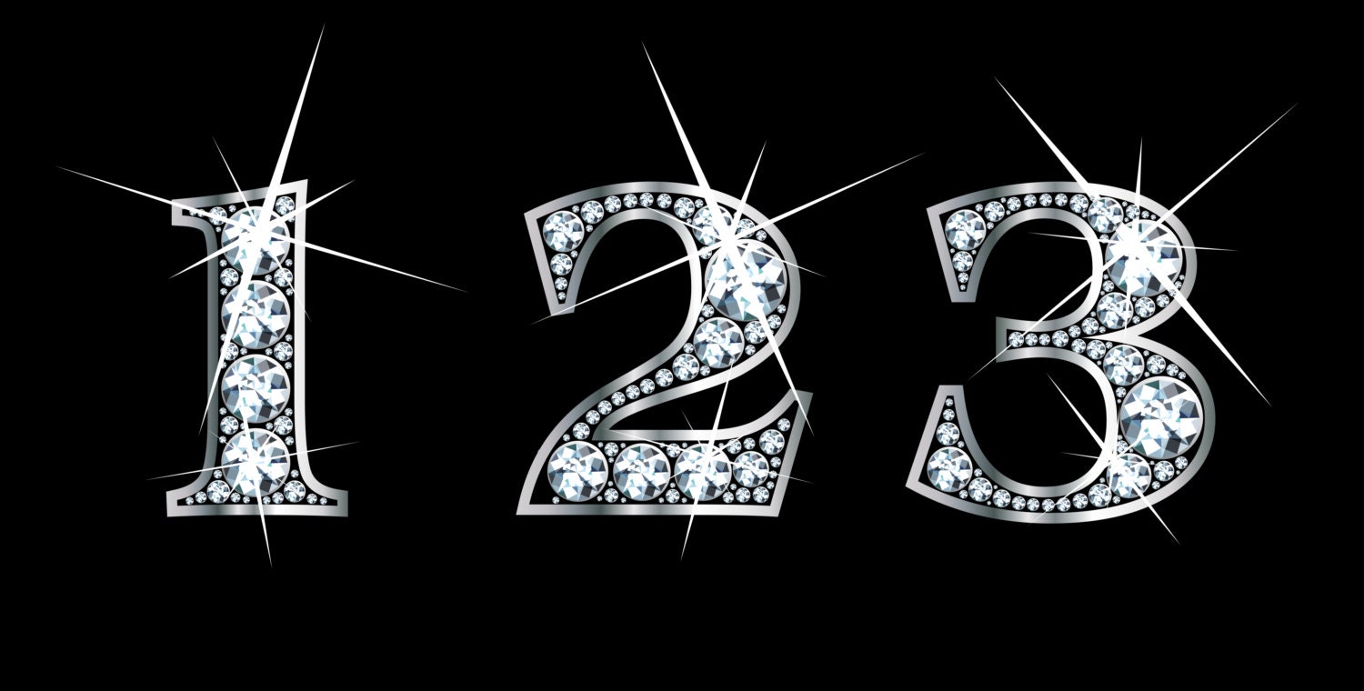 Numbers and Symbols in Diamond Bling Font PNG With Transparent ...