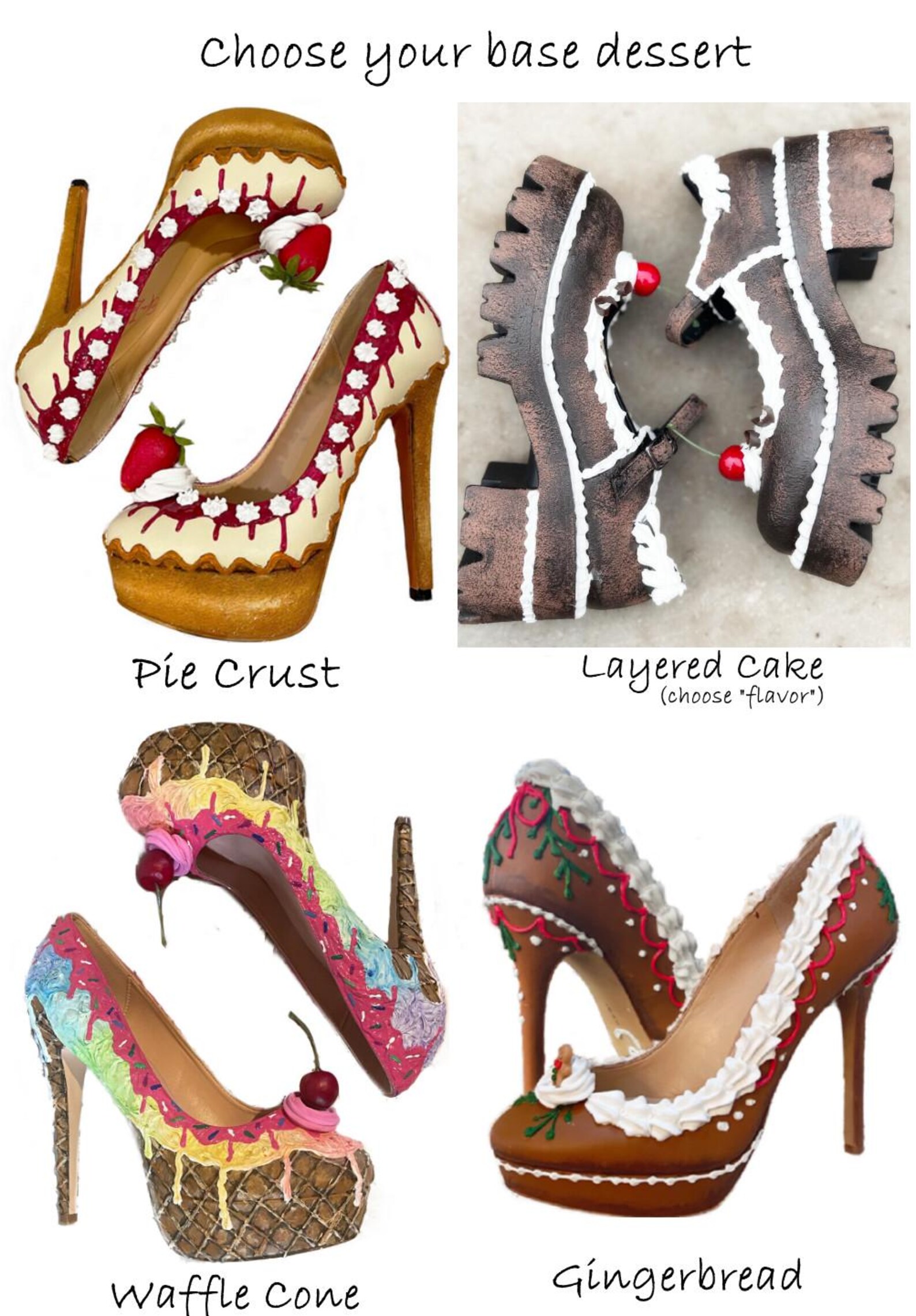 Create Your Own Dessert Hand Painted Heels Flats - Etsy