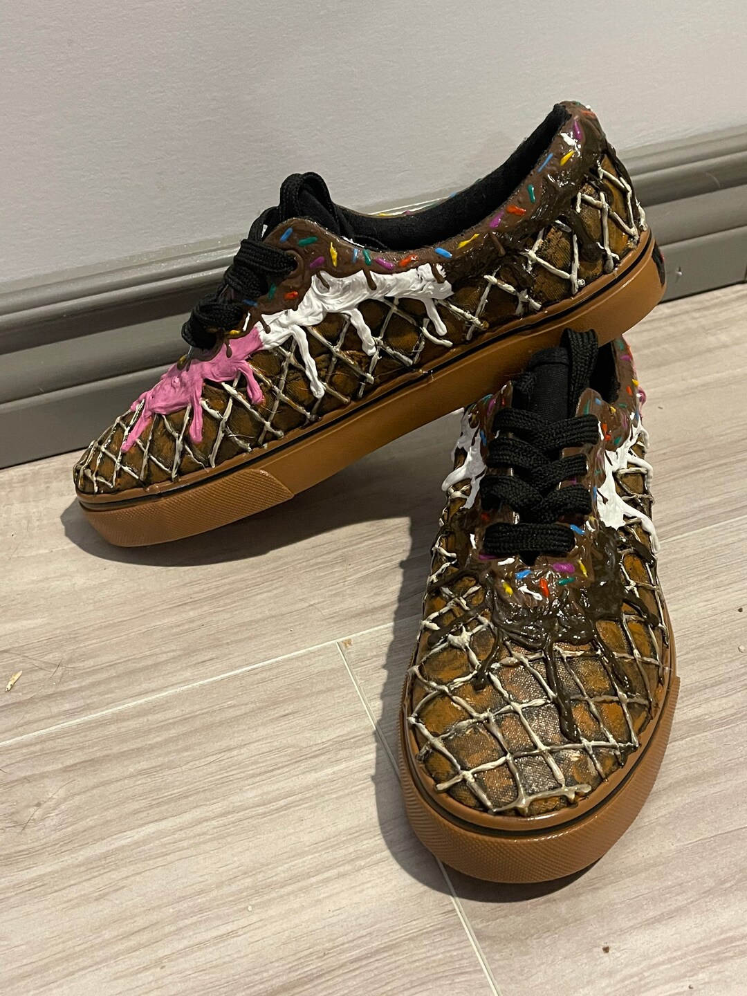 Men’s Ice Cream Cone Sundae Hand Painted Sneaker Skate Shoe - Etsy