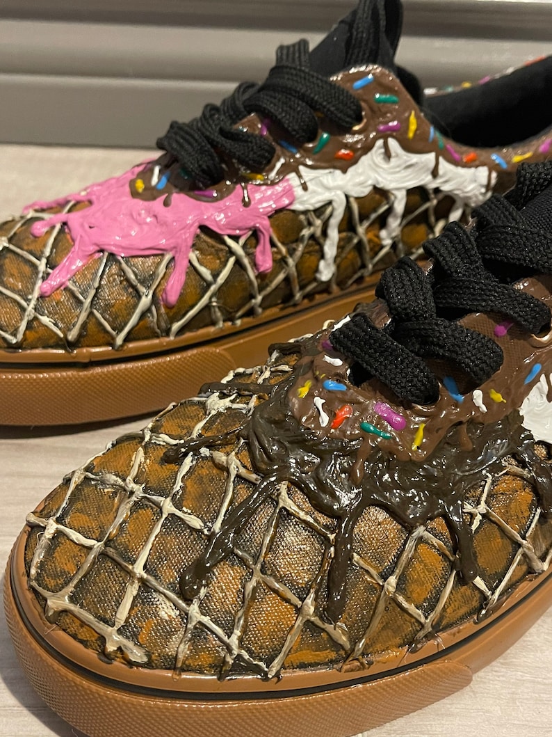 Men’s Ice Cream Cone Sundae Hand Painted Sneaker Skate Shoe - Etsy