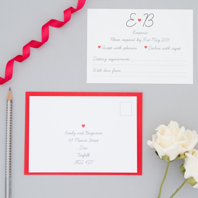 Red Heart Wedding Invitation Set - Wedding Invitation Samples - Wedding ...