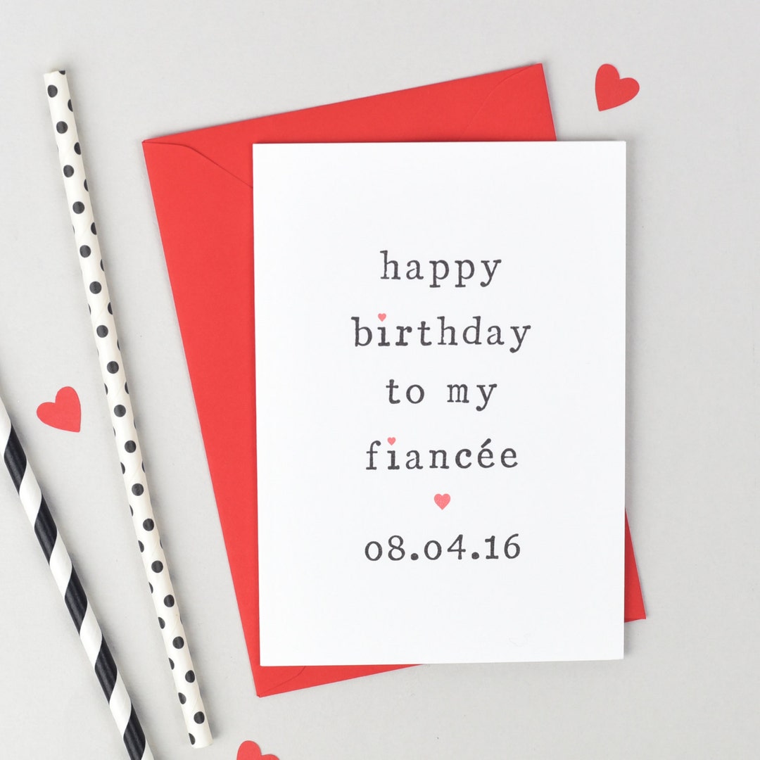 Fiance Birthday Card Personalised Birthday Card Fiancee Birthday Card ...