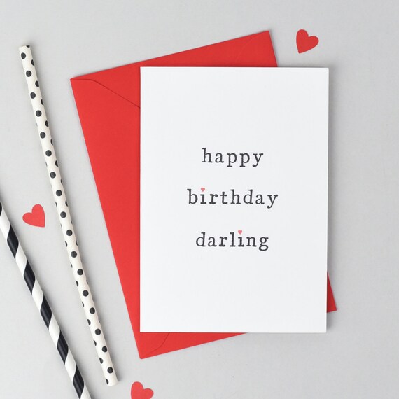 Happy Birthday Darling or Gorgeous Card Birthday Card for - Etsy