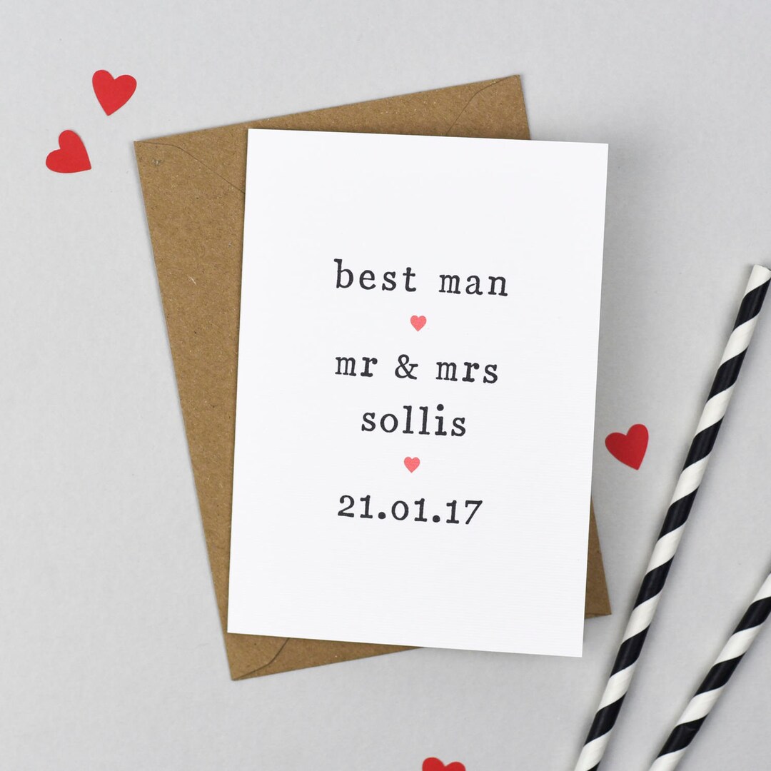 Best Man Card Personalised Card Thank You Card Mr and Mrs Wedding Thank ...