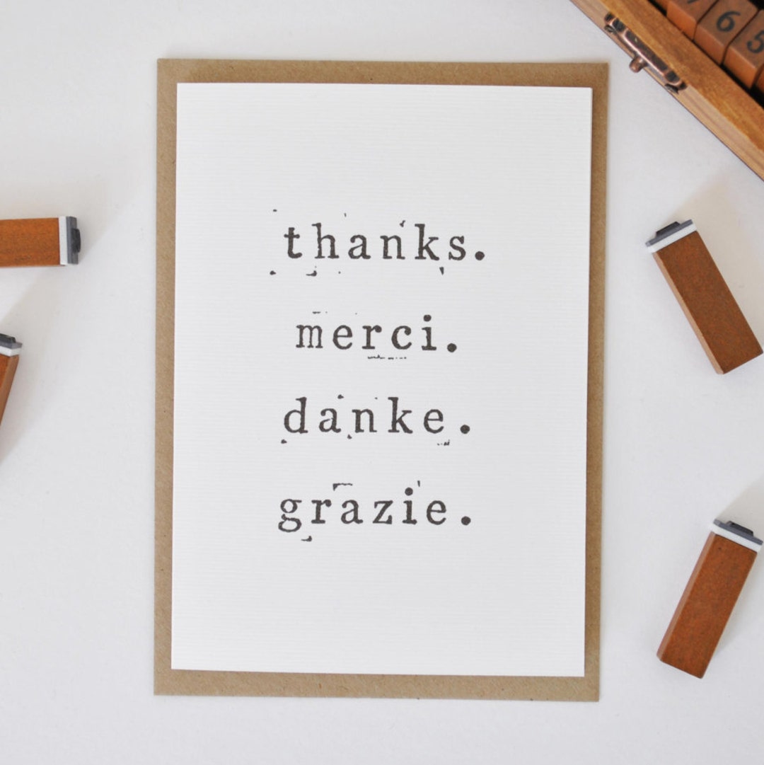 Thank You Card - Thanks. Merci. Danke. Grazie - Many Thanks Card ...