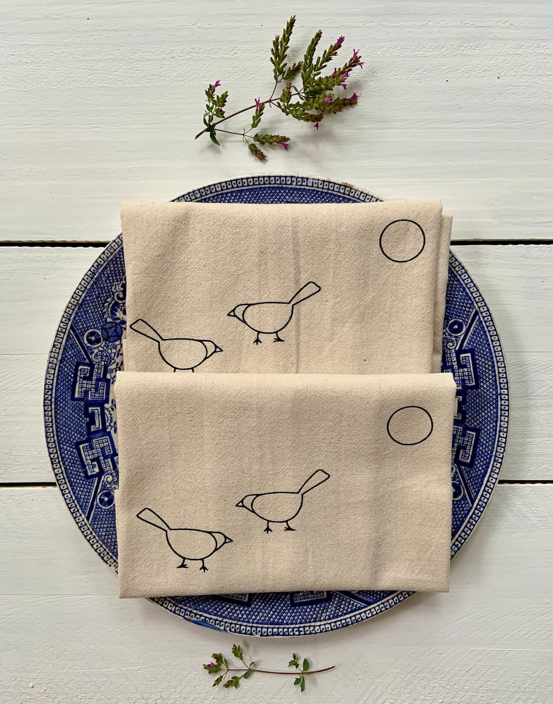 Cloth Cotton Napkins, Bird Napkins, Set of 2 Napkins, Rustic Kitchen ...