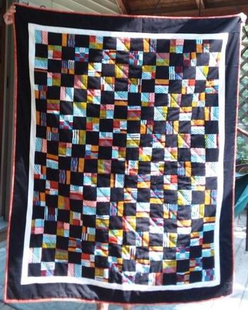Large and Unique Hand-made Multicolored Patchwork Quilt. 42 X 52". Made ...
