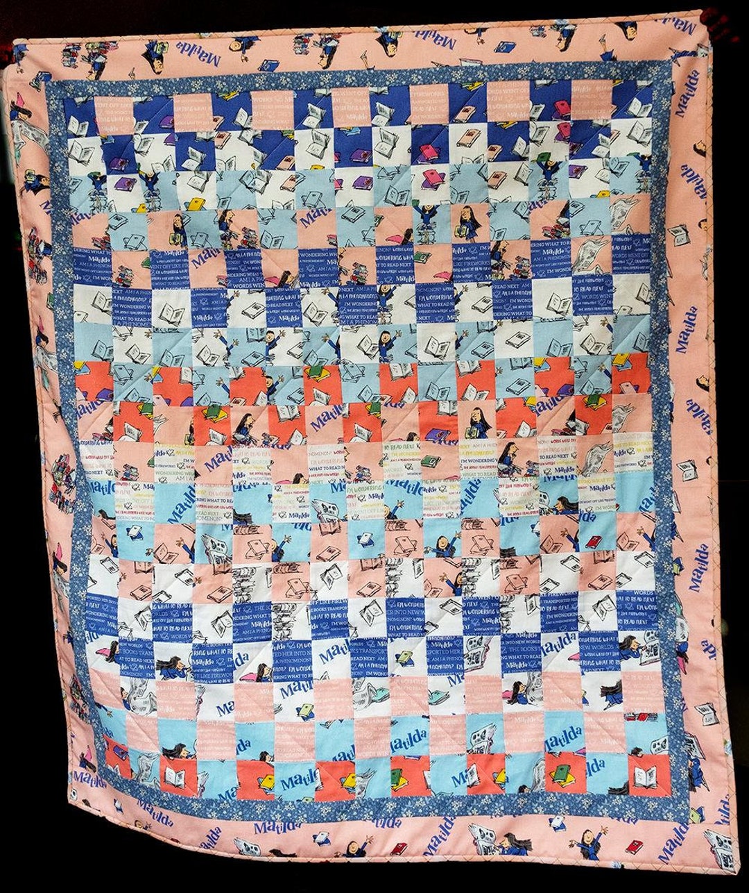 Dr Suess's Sweet Matilda Baby / Child's Patchwork Quilt, Pink & Blue ...