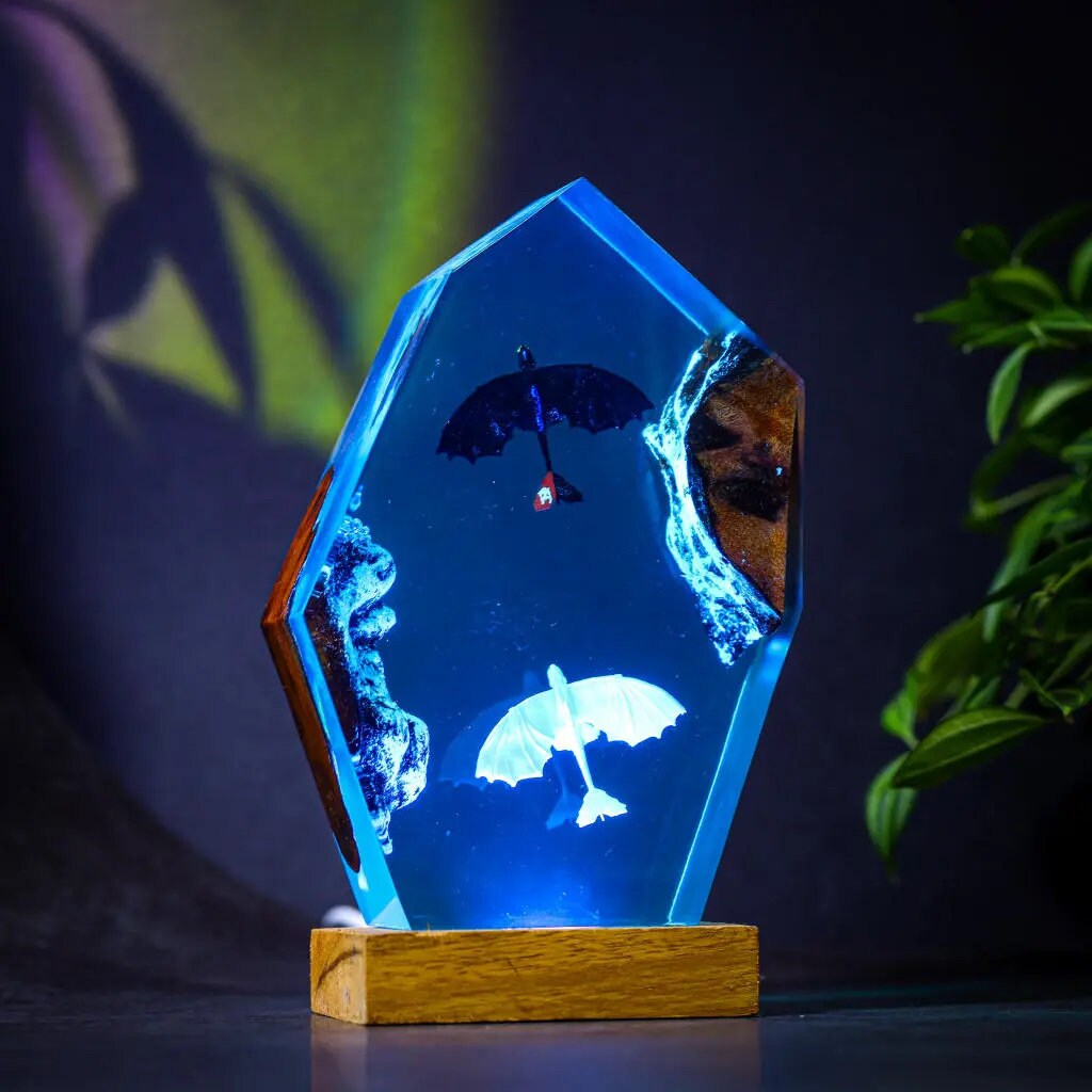 Toothless Night Lights, Toothless and Light Fury Epoxy Lamp Table Lamp ...