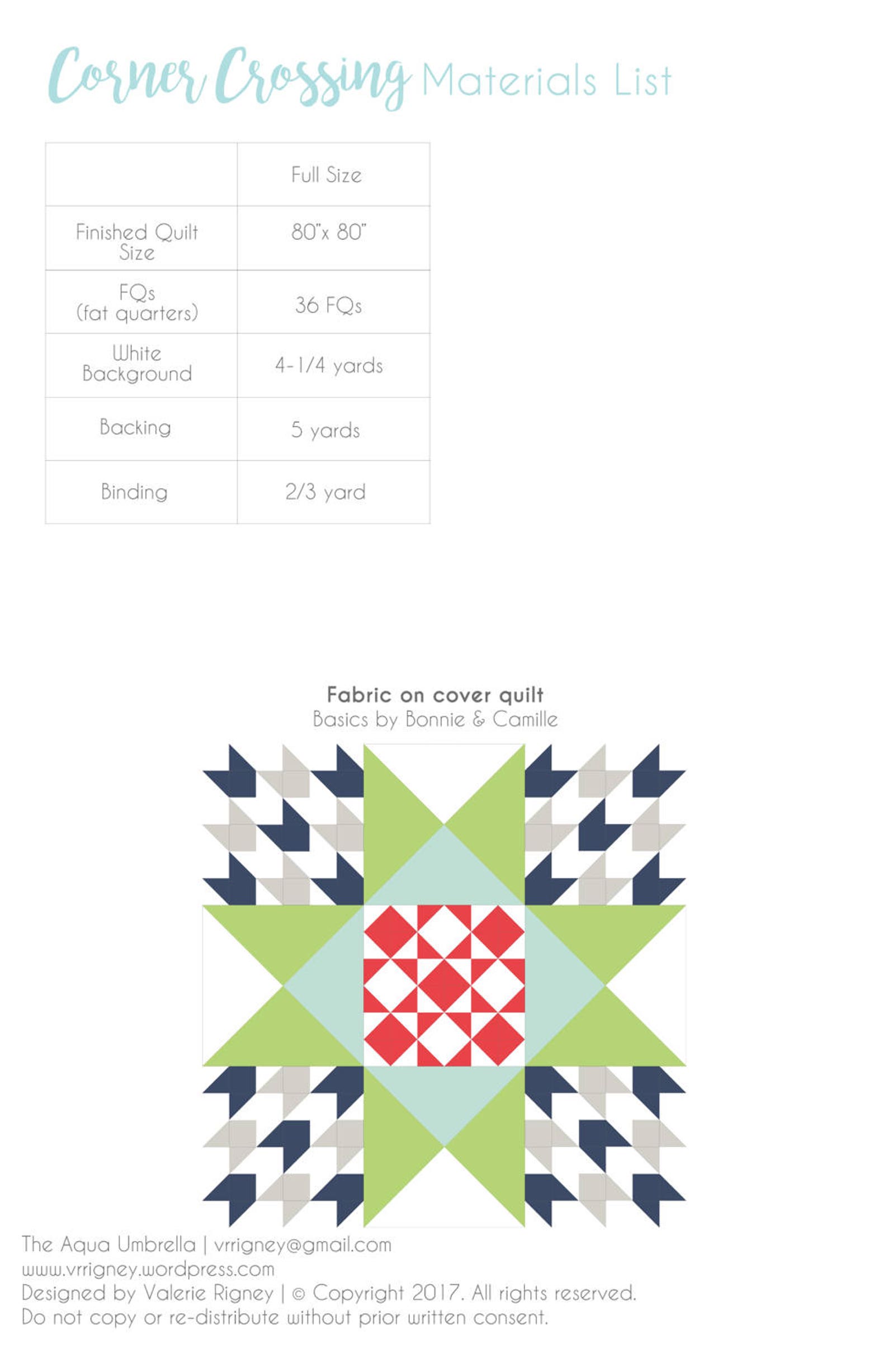Corner Crossing Quilt Pattern - Etsy